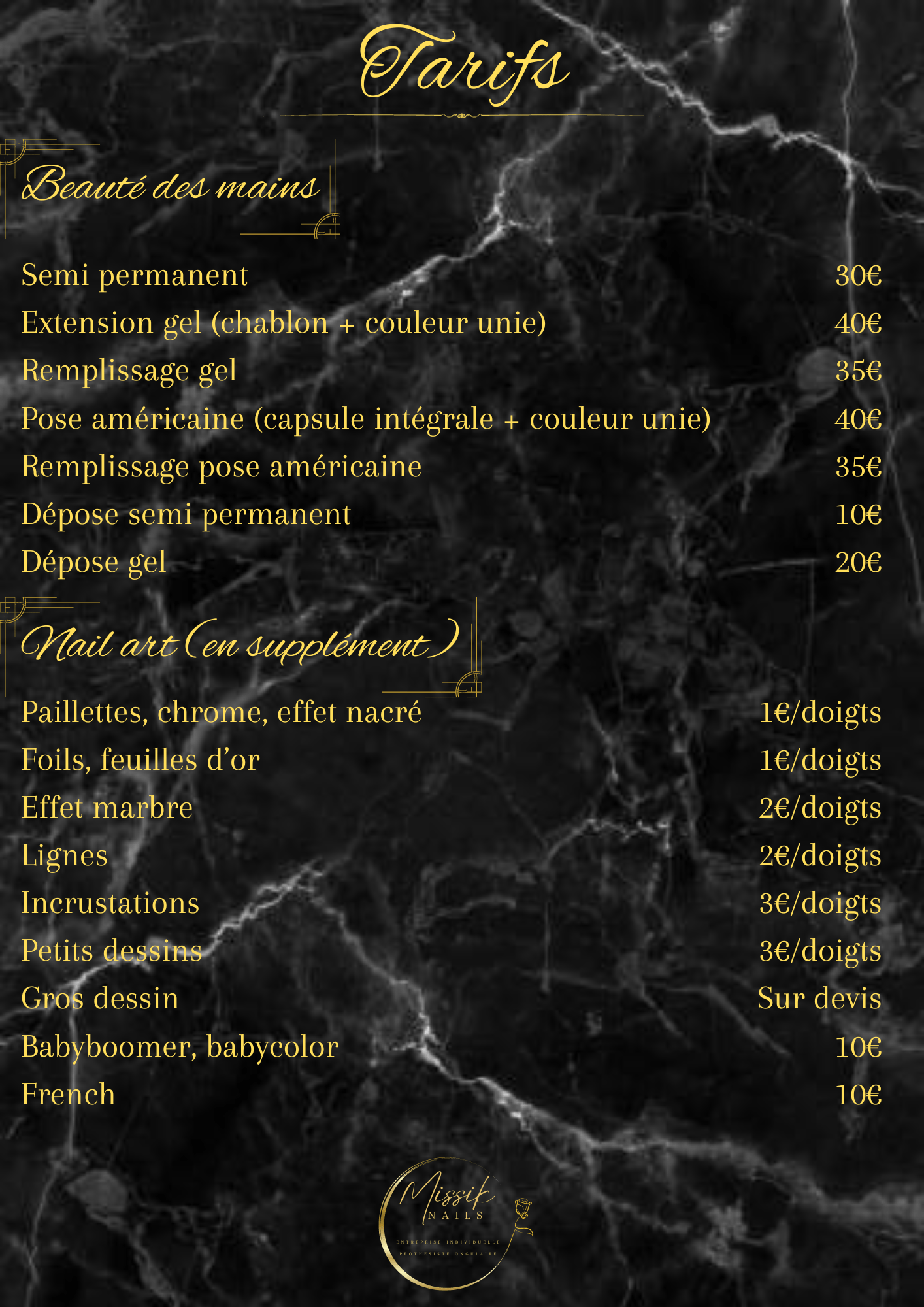 Tarifs - Missik Nails